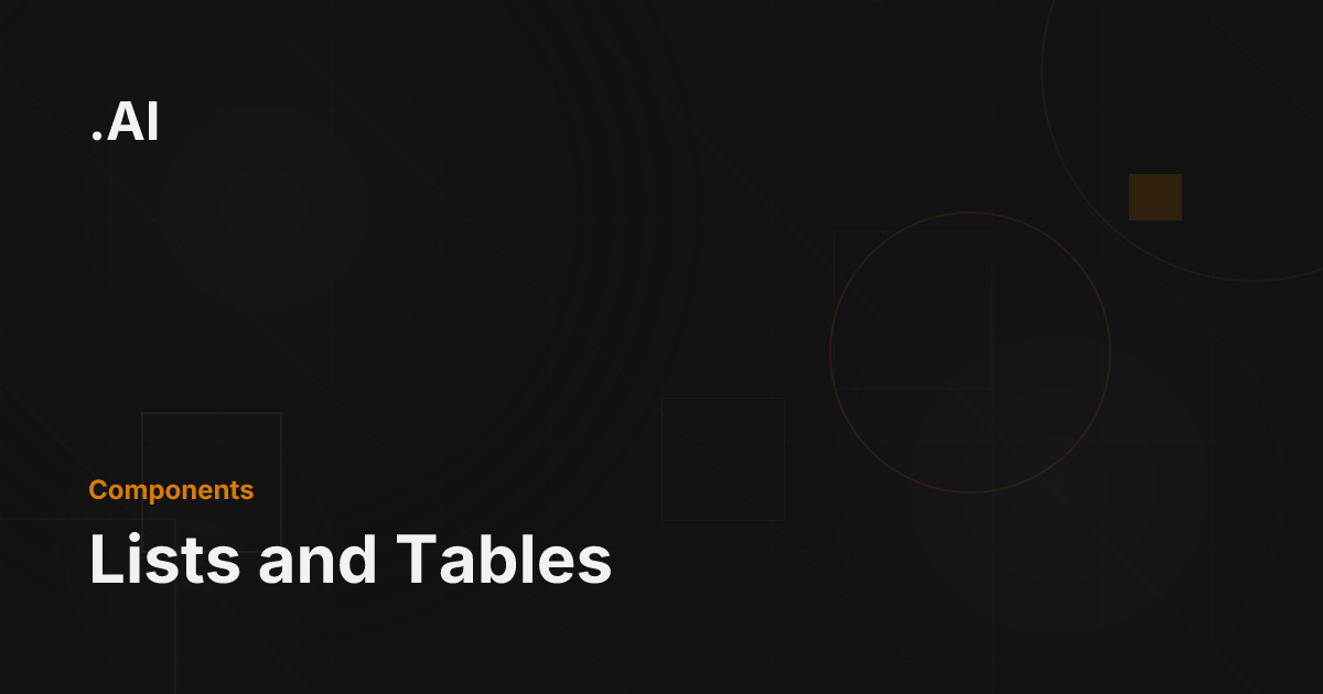 Lists and Tables - Documentation.AI